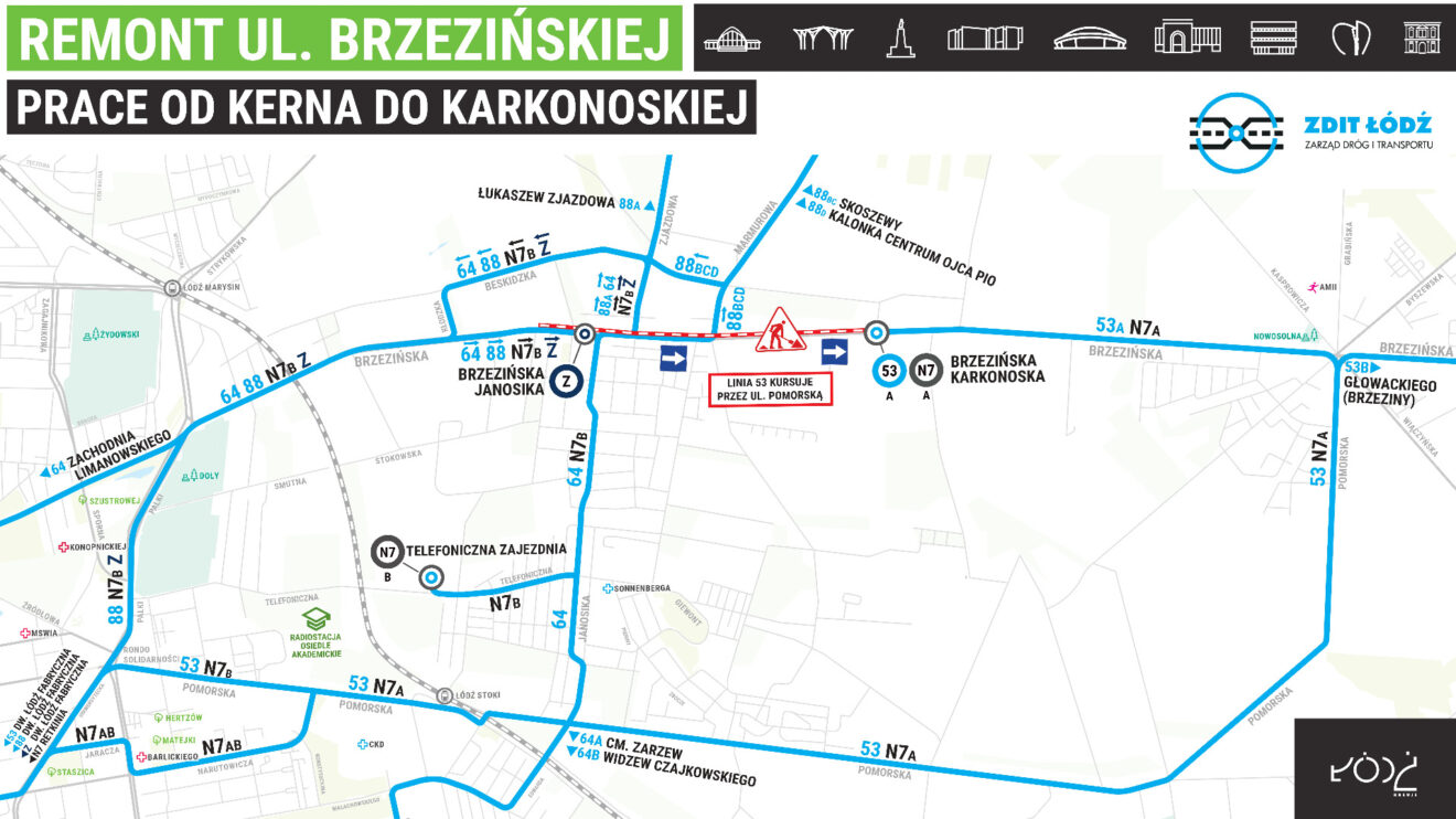 Remont ul. Brzezińskiej – zmiany w organizacji ruchu i komunikacji miejskiej - lodzkie24.eu ...